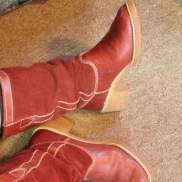 Vintage | Shoes | Vintage 97s Rust Color Suede Leather Sheepskin Gum ...